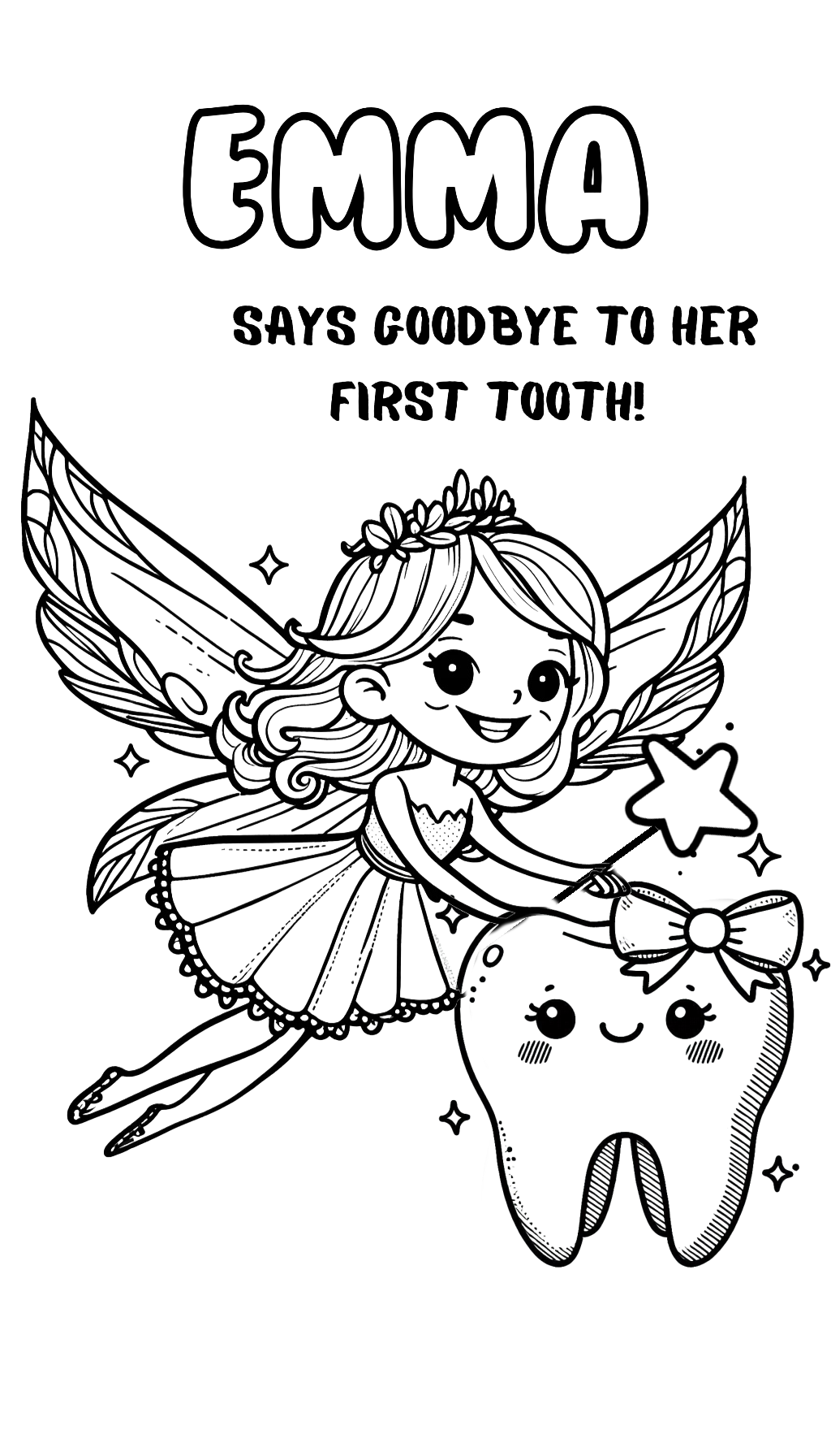 Free Personalized Tooth Fairy Coloring Page – Editable Name for Kids ...