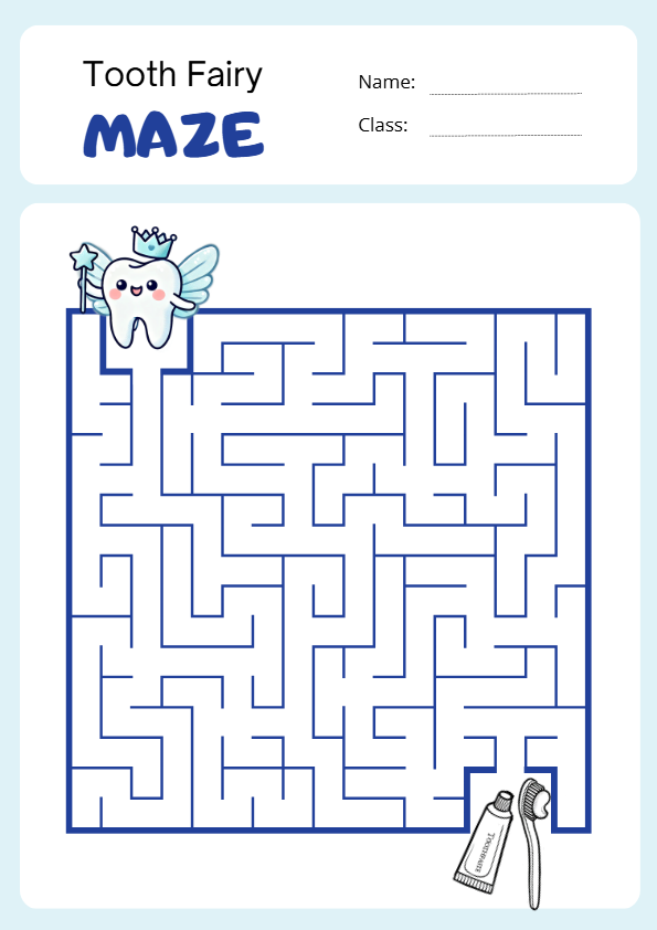 Free Tooth Fairy Maze Game For Boys – A Fun Activity Printable Workshe ...