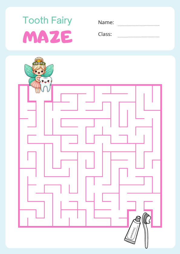 Free Magical Tooth Fairy Maze Game For Girls – A Fun Activity Printabl ...